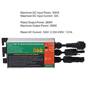 Aluminum Alloy DC 24V40V Solar Power Inverter, Grid Tie Inverter, AC 120V to 230V, Grid Tie Inverter Pure Sine Stackable Converter for Off Grid Solar System Home RV