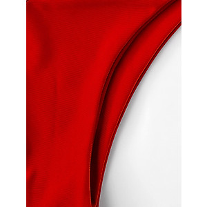 SOLY HUX Bikini Sets for Women Sexy Triangle High Cut Bikini Bathing Suits 2 Piece Swimsuit Solid Red S