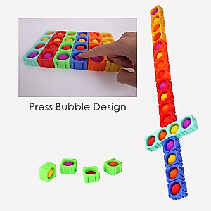 AOMAY Pop Fidget Sensory Toy, 24Pcs Educational Building Blocks for Kids, Silicone Fidget Toys for Adults, Rainbow Infinite DIY Puzzle Toy Xmas Gift Set