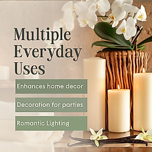 Mister Candle Dripless Vanilla Scented Ivory Pillar Candles Set of 3, Hand Made Vanilla Pillar Candles with Essential Oils for Home Decor, Premium Wax, 80 Hr Burn Time (3x6 inch)