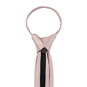 Vesuvio Napoli PreTied SKINNY Men's Neck Tie BLUSH PINK Narrow Zipper Necktie