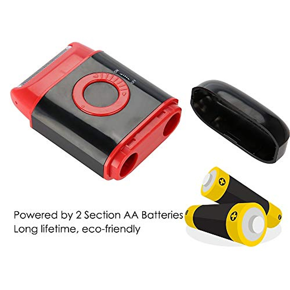 Electric Shaver, Ultra-thin Foil Pop-up Beard Trimmer AA Battery Power Shaving Razor for Men(Red)