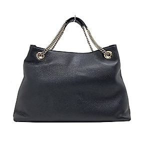 Gucci SOHO Black GG Logo Leather Chain Tote Bag Style 536196