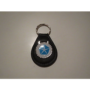 NEWPORT NEW YORKER 300 LEBARON LHS LASER WHITE LOGO LEATHER KEYCHAIN - BLACK