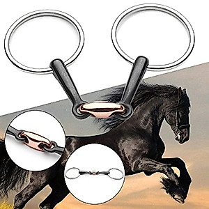 N/A 125mm Elastic Ring Horse Bridle D-Ring Stainless Steel Copper Roller Equestrian Accessories