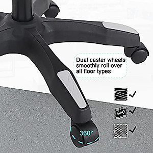 Executive Office Chair with Arms, Mid-Back Desk Chair Black PU Leather Ergonomics Office Task Chair Adjustable Swivel