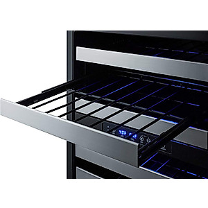 Summit Appliance ALWC532 24" Wide Built-In Wine Cellar, ADA Compliant; 46 Bottles; Automatic Defrost; Glass Door; Full-extension Shelving; Digital Control Panel; Interior Lighting