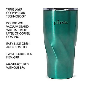 Primula Avalanche Double Walled Vacuum Sealed Stainless Steel Thermal Insulated Tumbler Stays Cold or Hot All Day Long, Reusable Thermos, 1 Count (Pack of 1), Teal