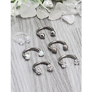 Ocptiy 16G Septum Ring Piercing Jewelry for Women 16 Gauge Stainless Surgical Steel Horseshoe Septum Nose Eyebrow Lip Ring Helix Tragus Cartilage Daith Rook Earring Hoop Piercin Jewelry Men Women 8mm