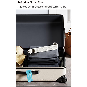 Over The Door Folding Clothes Drying Rack, Alluminum Alloy Hanger with Retractable Lod, Laundry Hanging Coat Rack with 6 Groves, Clothing Hanger Hook for Towel,Coat,Bag and Robe (White Hook Type)