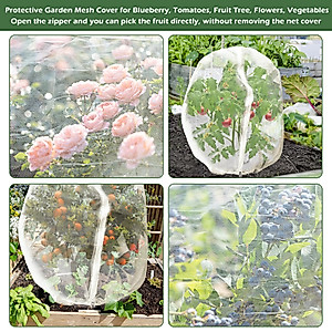 3Pcs Plant Covers from Insects, Bird Netting Barrier for Blueberry Bushes with Drawstring Zipper Mesh Garden Netting Fruit Tree Bags Plants Net Cage for Protect Tomato Vegetable Citrus, 3.3×5Ft