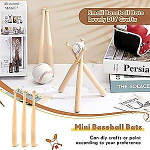 Juexica 6 Pcs 8 inches Mini Baseball Bat Unfinished Small Wooden Bats Unpainted Wood Baseball Bats for Painting Keychain Action Figures DIY Craft Projects Ball Sports Party Favors