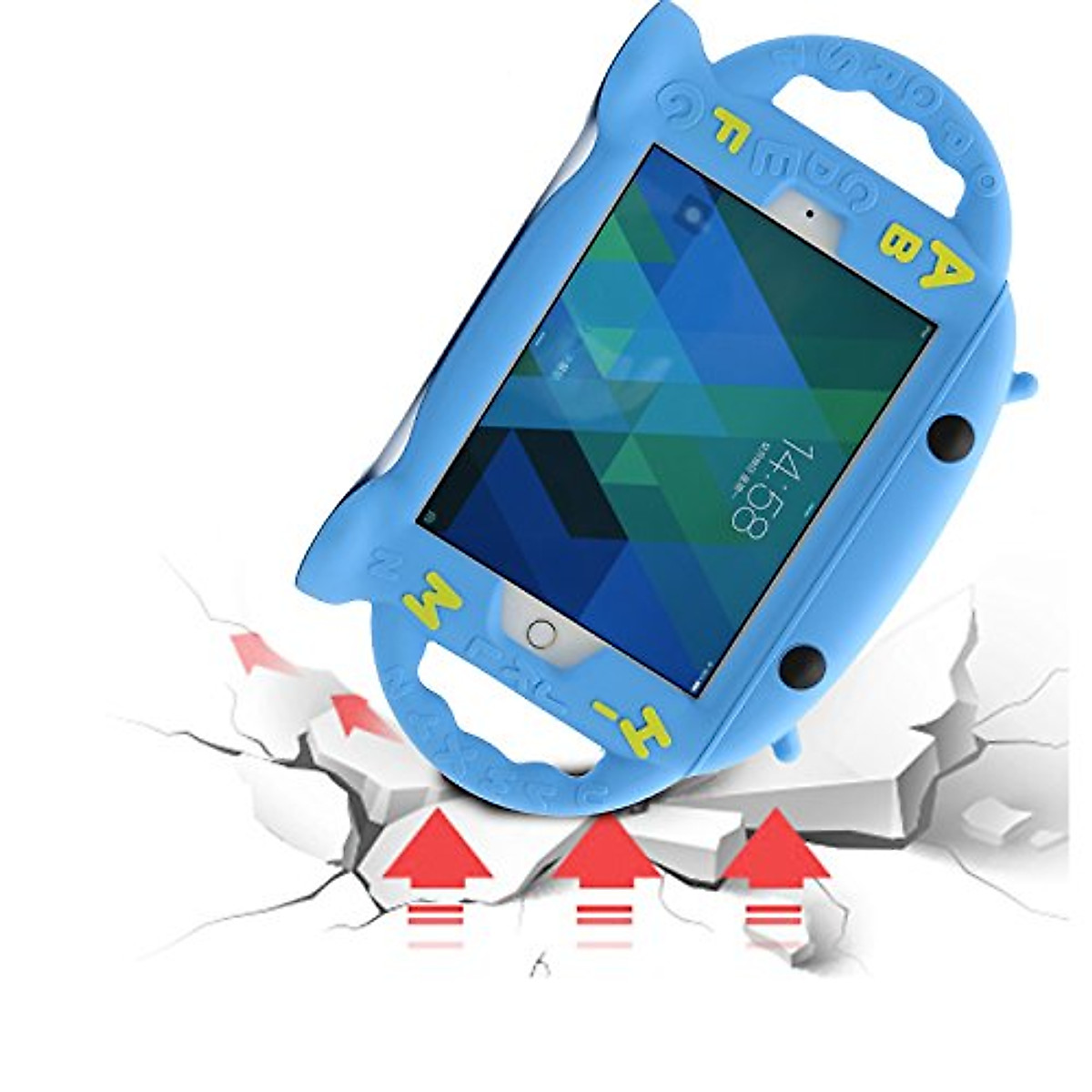 Kids Case for iPad Mini 5/4/3/2/1 Shockproof Silicone Protective Cover Handle Stand Case Fit Apple New iPad Mini 5th Generation 7.9" 2019 [CHINFAI Cartoon Robot Series] (Blue)