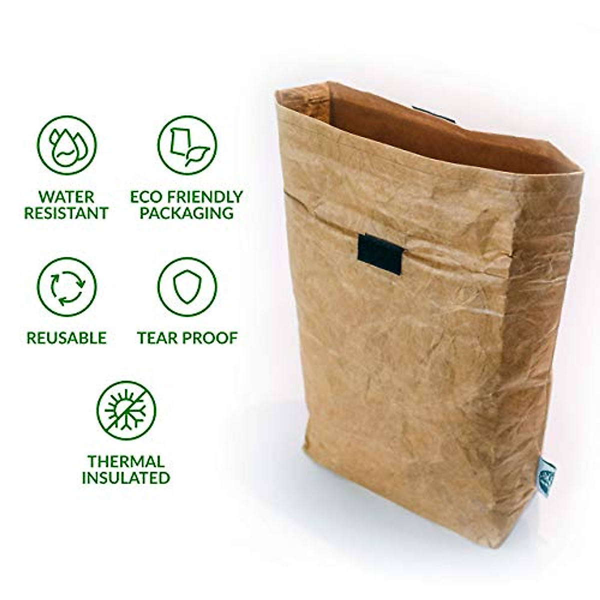 VIRGIN PULP Reusable Classic Brown Insulated Paper Lunch Bag|Eco-Friendly, Washable, Durable, Leakproof|For Men, Women, Boys & Girls|Work, School, Picnic|Freezable|Collapsible Meal Prep (6L)