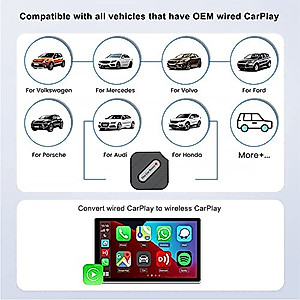 OneCarStereo Wireless CarPlay Adapter Apple CarPlay Dongle Mini for iPhone Convert Wired to Wireless for OEM Wired CarPlay Cars Model, Easy Plug and Play, Support Online Upgrade