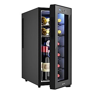 JINJUNYE 12 Bottle Wine Cooler, Wine Fridge Small, 46-66°F, Freestanding Wine Cooler Refrigerator with Digital Temperature Control, Wine Cellar Gift for Wine Lover…