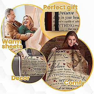 New 2023 Fleece Blanket for Son Lion Throw Blanket - to My Amazing Son Blanket from Mom - Gift Ideas for Son on Graduation Day, Birthday, Thanksgiving, Christmas, Mother's Day - 50" x 60" Blanket