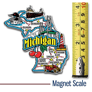 Michigan Jumbo State Magnet by Classic Magnets, 3.7" x 3.9", Collectible Souvenirs Made in The USA