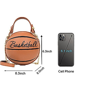 Fozehlad Women Basketball Shaped Shoulder Handbag Cute Mini CrossBody Bag Girls Messenger Tote PU Leather Round Coin Purse