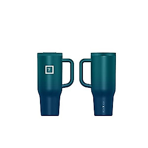 IRON °FLASK Co-Pilot 40 oz Insulated Tumbler with Straw & Flip Cap Lids - Cup Holder Bottle for Hot or Cold Drink - Leak-Proof, Double Walled - Water, Coffee Portable Travel Mug - Dark Night