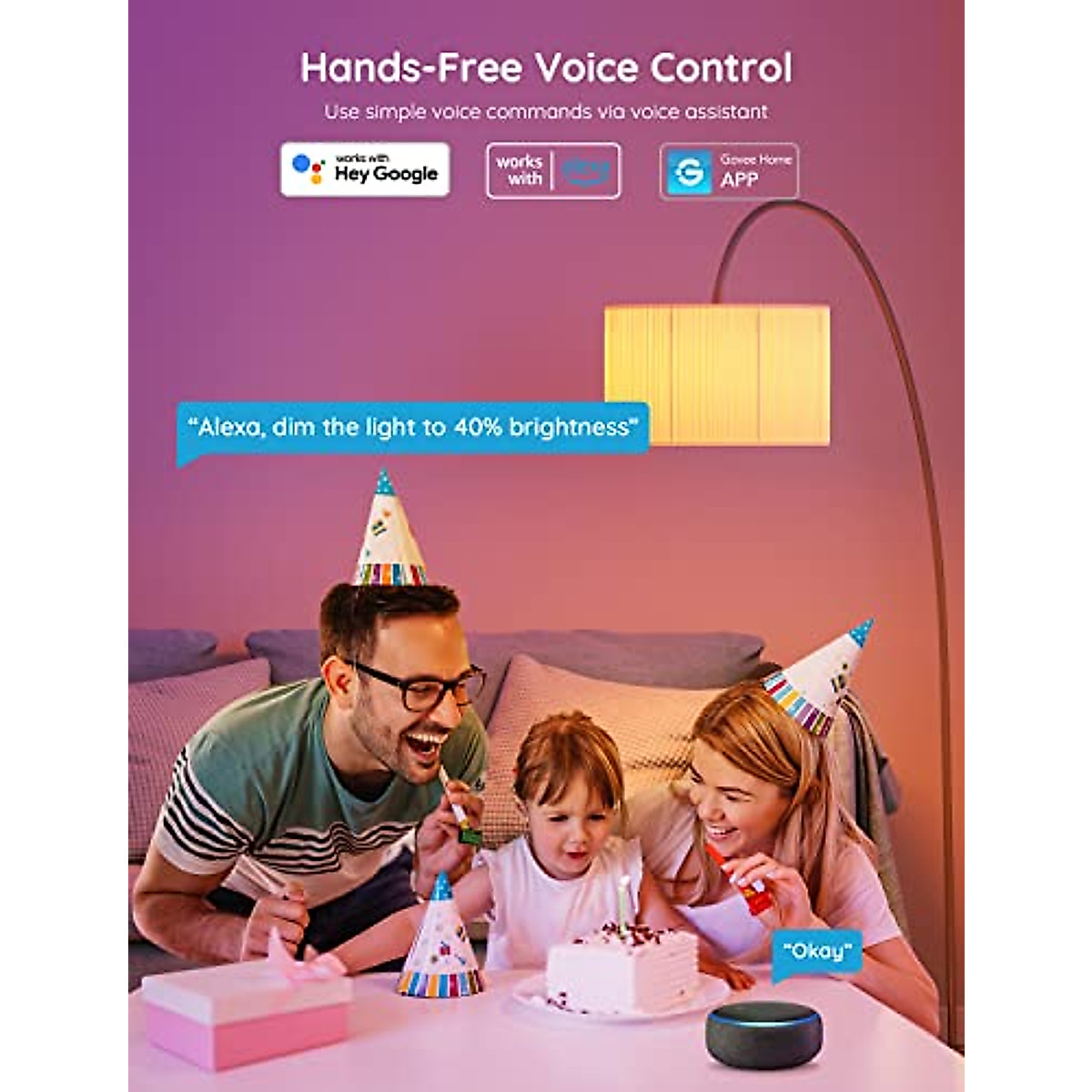 Govee Smart Light Bulbs, Color Changing Light Bulbs with Music Sync, 54 Dynamic Scenes, 16 Million DIY Colors WiFi & Bluetooth Light Bulbs Work with Alexa, Google Assistant & Govee Home App, 1 Pack