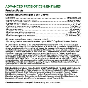 Veterinarian Strength Advanced Probiotics, Healthy Enzymes and PB6 Probiotic Supplement For Your Dogs Stomach, Intestine, Digestion and GI Tract health, Made by NaturVet, 120 Soft Chews