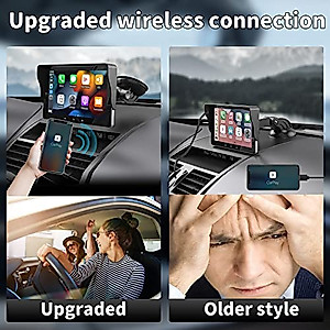 7" HD Double Din Car Stereo,Portable Wireless Touch Screen Apple CarPlay and Android Auto Automatic Multimedia Player,Car Stereo with Mirror Link/Siri/Bluetooth/Navigation Screen for All Vehicles.