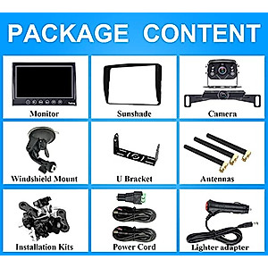 Yakry RV Backup Camera Wireless HD 1080P 7 Inch DVR Touch Key 4 Channels Monitor Car/Truck Trailer Motorhome 5th Wheel 2 Rear View System Infrared Night Vision Waterproof Adapter for Pre-Wired Y33