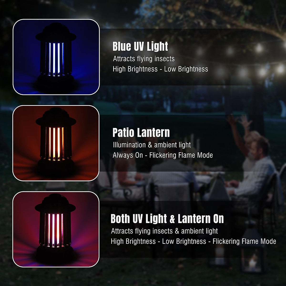 Raddy MZ-1 Outdoor Bug Zapper, Electric Mosquito & Fly Zapper, Mosquito Killer, with 24-Hour Auto Self-Cleaning Brush, 1200mAh Rechargeable Battery, Flame Light, for Patio, Camping, Garden, Farm