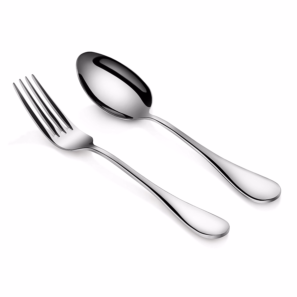 Artaste 56426 Rain 18/10 Stainless Steel Table LARGE SERVING Spoons and Forks Set, of 6 in Each, Silver