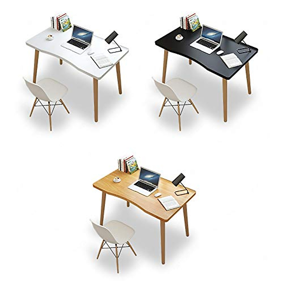 TOPYL Wooden Pc Laptop Table,Modern Waterproof Writing Desk with Ergonomic,Computer Desk Workstation for Office Bedside Living Room