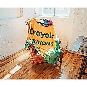 Crayola Crayon Box Retro-Style Fleece Throw Blanket | Plush Soft Cover for Sofa, Bed | 45 x 60 Inches