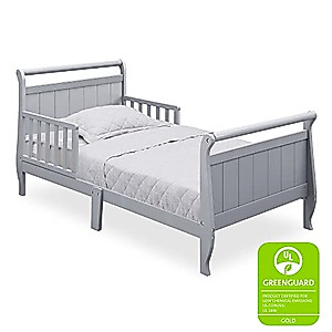 Delta Children Wood Sleigh Toddler Bed, Grey, Crib