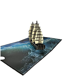 Amerigo Ship 3D Pop Up Card for Father's Day, Retirement Card, Birthday Gift for Him, Card for Dad, Husband, Brother, Son, Grandpa, Male Colleague, S06
