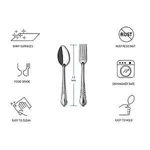 Forks and Spoons 12 Pieces Stainless Steel Cutlery Silverware Flatware Tableware Set Dishwasher Safe Rust and Heat Resistant