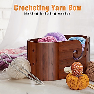Wooden Yarn Bowl, Hangerspace Yarn Bowls for Crocheting, Large Size Handmade Knitting Yarn Holder, Wood Storage Crochet Bowl for Crocheting and Knitting Lovers