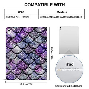 Mermaid Protective Case Compatible with IPAD 2020 AIR 4 （10.9in） Stand Case Auto Sleep/Wake Cover