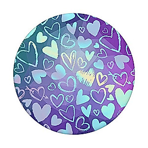 Rainbow Modern Hearts Teal Purple Polygon PopSockets Swappable PopGrip