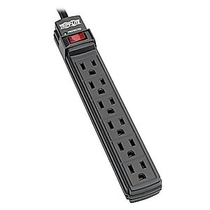 Tripp Lite 6 Outlet Surge Protector Power Strip, 6ft Cord, Black, $10,000 INSURANCE (TLP6B)