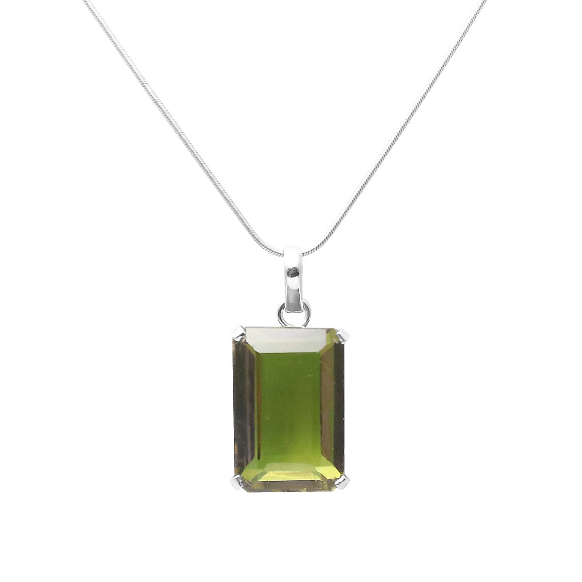 GEMHUB 925 Sterling Silver Emerald Cut Alexandrite Pendant, 120.00 Ct. Loose Gemstone Healing Crystal Pendant For Mother Day Gift Idea