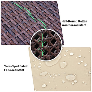 NOBLEMOOD Chaise Lounge Outdoor Wicker Lounge Chair with Wheels, Adjustable 6 Position Pool Reclining Chair with Gray Thickened Fabric Cushion & Pillow, Pack of 2