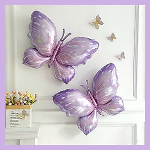 Enanal Purple Butterfly Balloon Garland Arch Kit, 158pcs Purple Chrome Gold Balloons with Butterfly Foil Balloons for Girl Birthday Baby Shower Party Supplies Bridal Shower Wedding Decoration (Purple)