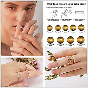 Honsny 14K Gold Rings Stacking Rings for Women Stackable Silver Rings Thin Rose Gold Band Ring Set Simple Midi Thumb Finger Ring Size 4-11