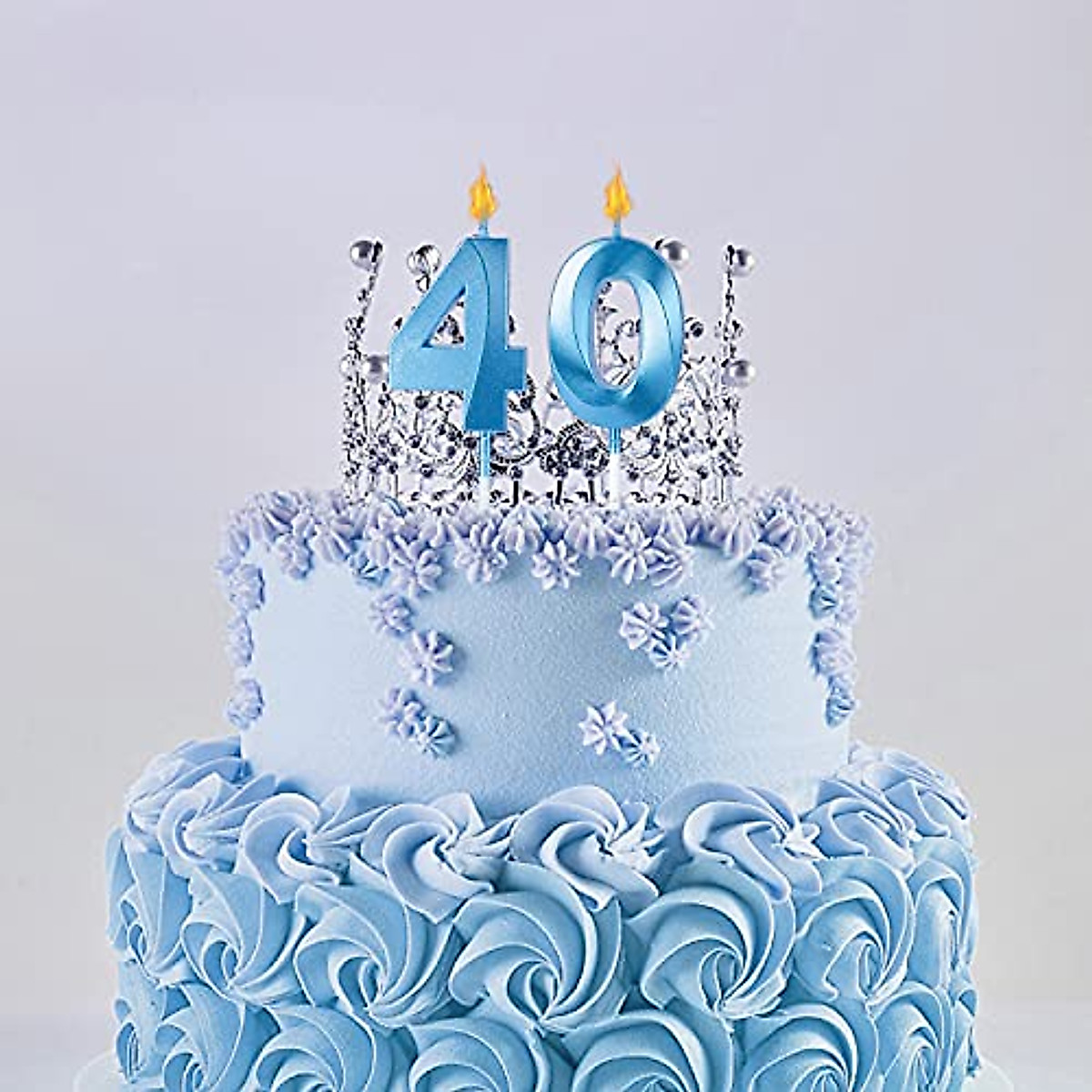 Blue 50th Birthday Candles for Cakes, Number 50 5 Glitter Candle Cake Topper for Party Anniversary Wedding Celebration Decoration