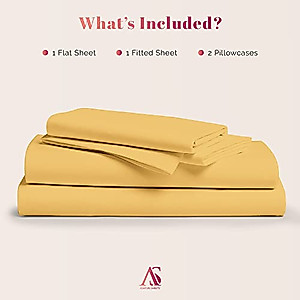 Ashton Sheets 100% Egyptian Cotton Sheets Queen Size - 1000 Thread Count 4 PC Queen Sheet Set Egyptian Cotton, Sateen Luxury Sheets Queen Size, High Thread Count Sheets, 16" Deep Pocket - Harvest Gold