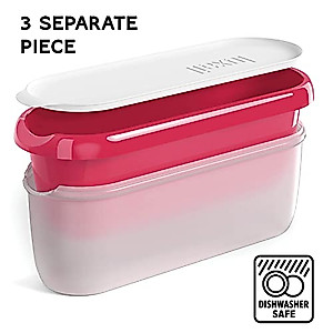 Ice Cream containers for homemade ice cream, Reusable Storage Freezer ice cream Container With Lids,2 Pack, BPA FREE, Dishwasher Safe Tub. Double Insulated, 1.5 Quart, Red and Burgundy , Non Slip Base, Stackable on Freezer Shelves.