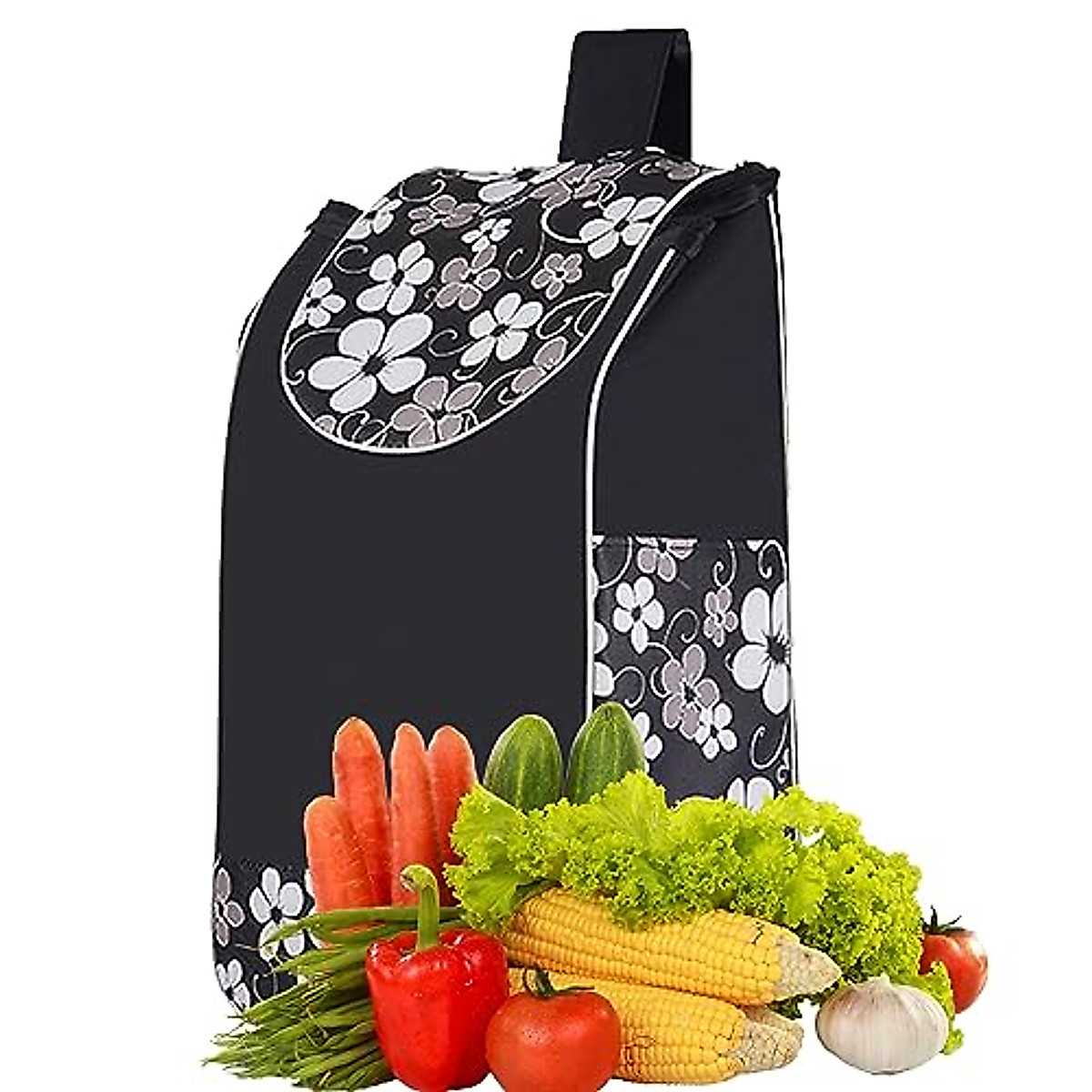 Trolley Bags for Shopping Cart Replacement Bag 7.87x12.60x25.98 Inch Foldable Waterproof Plum Blossom Oxford Shopping Cart Bag with Fasten Tape for Shopping Grocery Cart Trolley Bag Shopping Cart