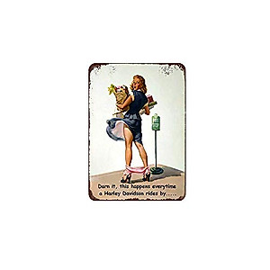 Retro Metal Tin Sign Vintage Darn it,This Happens Everytime a Harley Davidson Rides by. Aluminum Sign for Home Coffee Wall Decor 8x12 Inch