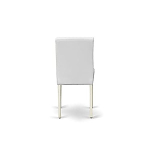 East West Furniture VAAB9-LWH-64 9Pc Dinette Set Includes a 59/76.4 Inch Oval Dining Table with Butterfly Leaf and 8 Parson Chair with Linen Leg and PU Leather Color White, 9 Pieces