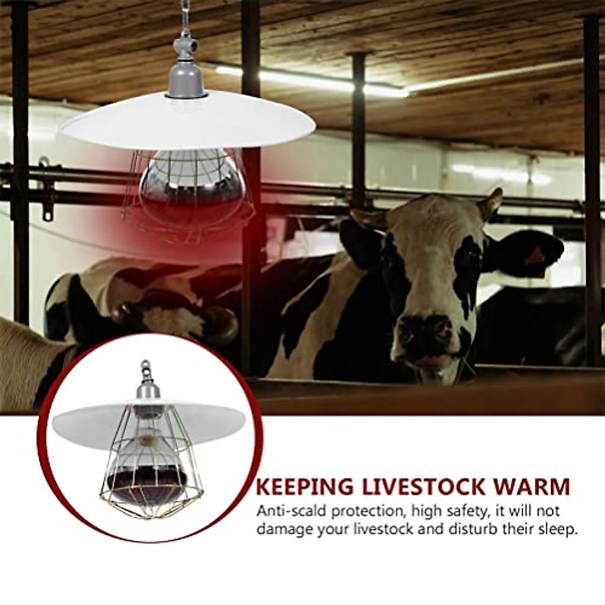 Egg Candler Lamp Farm Livestock Chicken Heat Lamp Holder Piglet Heating Lamp Light Heat Preservation Tools for Replacement Insulation Livestock Fertile Eggs for Hatching Egg Incubator
